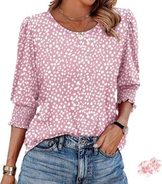 Generic Chemisier habill&eacute; d&eacute;contract&eacute; &agrave; manches longues avec poignets smock&eacute;s, rose, XXL