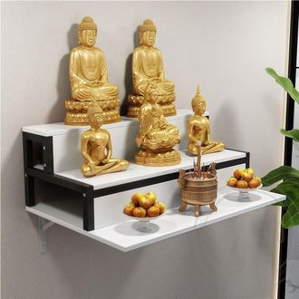Generic Buddha-Schrein-Regal, Wand-Altarregal aus Holz, 3-st&ouml;ckiger Meditationstisch, dreieckiger St&auml;nder f&uuml;r Wohnzimmer, Arbeitszimmer, B&uuml;ro