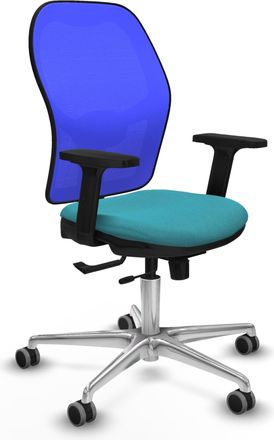 Piqueras y Crespo Sessel f&uuml;r die Arbeit zu Hause mit 2D-Armen, h&ouml;henverstellbare Lendenwirbelst&uuml;tze, ausgestattet mit Syncro/Traslack und injiziertem Schaum, Blau/T&uuml;rki