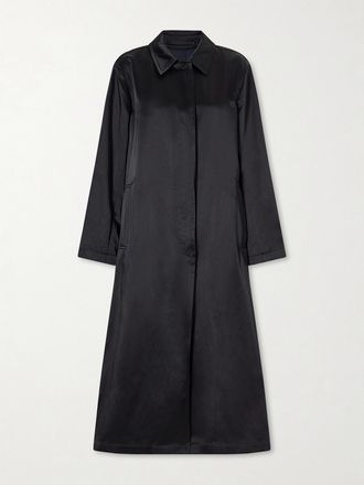 Dries Van Noten Mantel Aus Satin Aus Einer Baumwollmischung - Schwarz