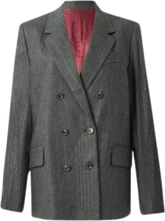 Zadig&Voltaire Blazer Vaska en flanelle ray&eacute;e - Femme - Vestes - Gris - Taille: 42 FR