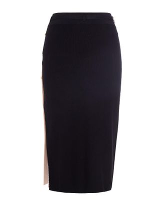 Elisabetta Franchi Womens Skirt Knitted Midi With Viscose Bands Black-Butter Black/butter