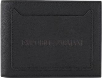 Emporio Armani Homme, Accessoires, Noir, Taille: ONE Size Portefeuille Bi-Fold en Cuir Foulonn&eacute; avec Poche Ext&eacute;rieure