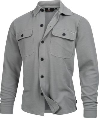 Indicode Herren INNello Langarmhemd mit Kentkragen | Übergangsjacke Herrenhemd Freizeithemd Lt Grey, XXL