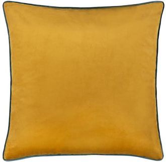 furn. Housse de Coussin Meridian - Housse décorative de Luxe en Velours passepoilé contrasté (Ocre/Sarcelle - 55x55cm)