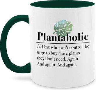 Shirtracer Tasse Tassen 325ml - Statement - Plantaholic - Pflanzenliebhaber Geschenk Pflanzenliebhaberin Geschenkidee Gärtner Gärtnerin - 325 ml - Dunkelgrün - p