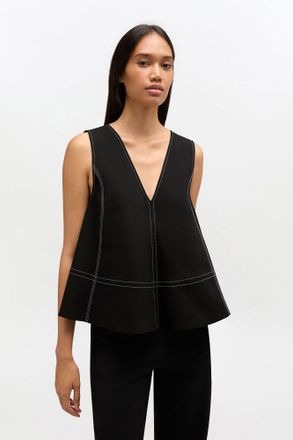 Ganni Haut trapèze en coton noir Jet - Taille 42