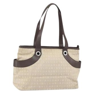 Bulgari Sac &agrave; main en toile Pre-owned - Femme - Pre-owned - Beige - Taille: ONE Size