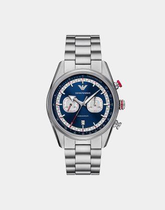 Emporio Armani Montre chronographe pour homme en acier inoxydable - Argent&eacute;