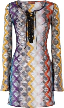 Missoni Femme, Robes, Multicolore, Taille: 38 FR Robe &agrave; manches longues et col bateau