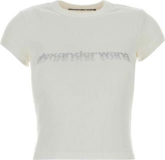 Alexander Wang Femme, Tops, Blanc, Taille: 40 FR Logo Motif Cotton Jersey T-Shirt