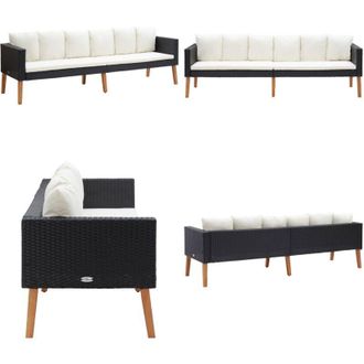 vidaXL 3-Sitzer-Gartensofa mit Auflagen Poly Rattan Schwarz - Outdoor M&ouml;bel - Gartenm&ouml;bel - Gartensofa - Lounge Set - Rattan Gartenm&ouml;bel - Home & Living