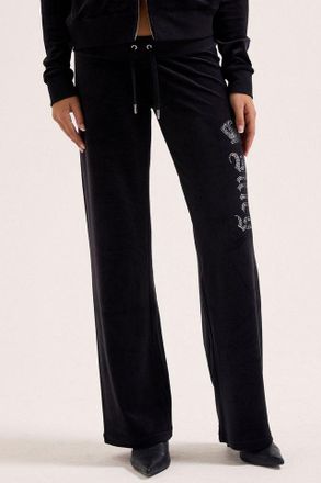 Juicy Couture Sweathose GOTHIC CROWN OG STRAIGHT LOW RISE PANTS. Damen Trainingshose Damen, Sweathose, Velour, Jogginghose mit Glitzer, Sale
