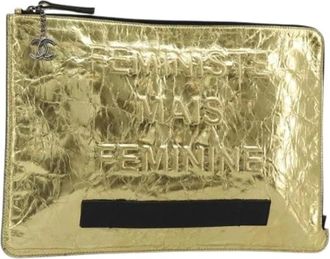 Chanel Sac pochette vintage doccasion - Femme - Pre-owned - Jaune - Taille: ONE Size
