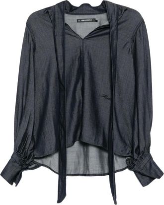 Karl Lagerfeld ribbon long-sleeve blouse - Blau