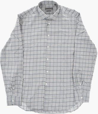 Corneliani Slim-Fit Cotton Flannel Checked Shirt size 42