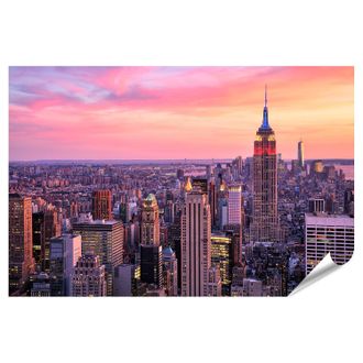 Islandburner Poster Stadtlandschaft bei Sonnenuntergang &uuml;ber Wolkenkratzer - Poster 90x60cm