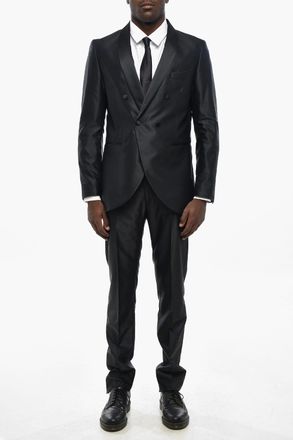 Corneliani CC COLLECTION Zweireiher aus Satin mit Schalkragen Corneliani