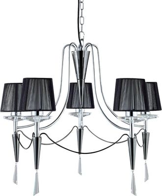 Searchlight Searchlight - Duchess - Plafonnier &agrave; 5 ampoules &agrave; bras multiples, chrome, chrome noir avec abat-jour, G9