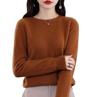 Generic Nouveaux pulls en cachemire pour femmes, manches longues, col montant, pull en laine pour lautomne et lhiver, pull en tricot doux et l&eacute;ger, ocre, XXL