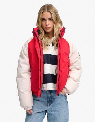 Superdry veste shell matelass&eacute;e en coton rouge tango