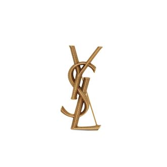 Saint Laurent Textured Logo Letter Brooch