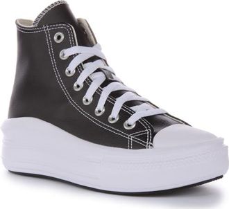 Converse Femme Chuck Taylor All Star Move Platform FOUNDATIONAL Leather Sneaker, Black White White White, 41.5 EU