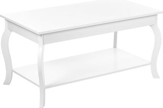 Beliani Couchtisch wei&szlig; rechteckig niedrig 55 x 100 cm mit Ablage Retro Hartford