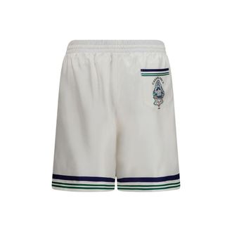 Casablanca Mens White Silk Bermuda Shorts