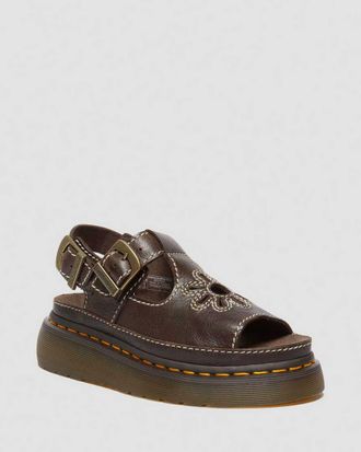 Dr. Martens Dunnet Flower Full Grain Leder Sandalen in Braun, Gr&ouml;&szlig;e: 36