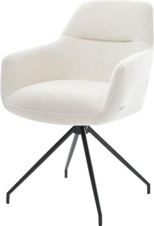 DELIFE Polsterstuhl Pejo-Flex Kreuzgestell konisch Schwarz Bouclé Soft Beige Taschenfederkern