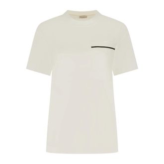 Brunello Cucinelli T-Shirt aus Baumwolljersey mit Rundhalsausschnitt - - Tops - Damen - Wei&szlig; - S