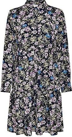 Jacqueline de Yong Jacqueline de Yong Robe Blouse pour Femme Imprim&eacute;, Black Iris/AOP : Violet et Fleurs Bleues parisiennes., 36