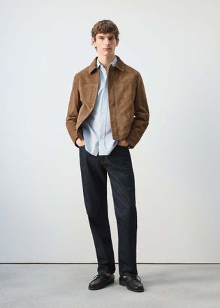 Mango Blouson 100 % cuir daim poches cognac - Homme - XL - MANGO MAN