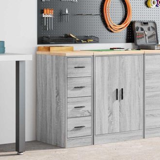 vidaXL Vidaxl - Garagen-Aufbewahrungsschrank Grau Sonoma Massivholz Kiefer
