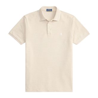 Ralph Lauren Homme, Tops, Beige, Taille: XL Polo Slim Ray&eacute; Stretch en Maille Personnalis&eacute;