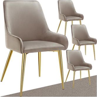 TecTake TecTake Lot de 4 Chaises de Salle &agrave; Manger rembourr&eacute;es Modernes Chaise Velours Fauteuil Salon Chaise Scandinave Pieds en Acier &Eacute;l&eacute;gant avec Accoudoirs