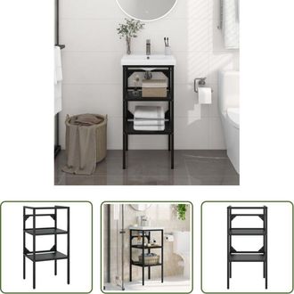 vidaXL Waschtischgestell Schwarz - Badezimmer Waschtischgestell Schwarz 40x38x83 cm Eisen