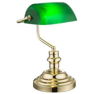 Globo Lighting Nostalgie Antik Retro Tisch Lampe Banker Leuchte Schreibtischlampe Antique gr&uuml;n 2491K