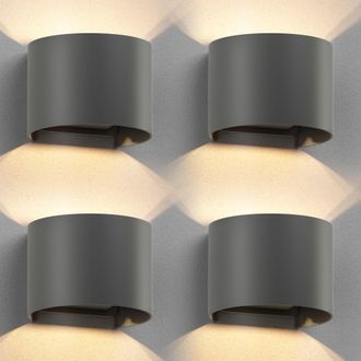 LEDs Com 4 Stück Wandleuchte RUNEL für außen, anthrazit, IP65, Up & Downlight + LED Lampe 501lm, warmweiß