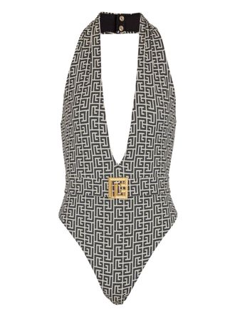 Balmain maillot de bain à imprimé PB Labyrinth - Gris