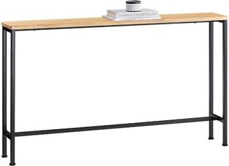 SoBuy Table Console Table dappoint Bout de canapé Table dentrée Cadre et 4 Pieds en Fer - L120cm x P20cm x H81cm, Nature et Noir, FSB19-L-E