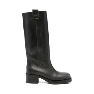Alohas Schwarze Lederblockabsatzschuhe - - Shoes - Damen - Schwarzk - 38 EU