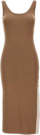 Elisabetta Franchi Femme, Robes, Beige, Taille: 38 FR Robe en maille avec bandes en viscose brillante