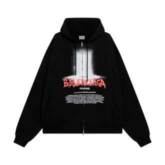 Balenciaga Oversized Rei&szlig;verschluss-Hoodie - - Sweatshirts & Hoodies - Herren - Schwarzk - XL