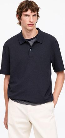 Arket Poloshirt Aus Baumwoll-Leinen -Blau