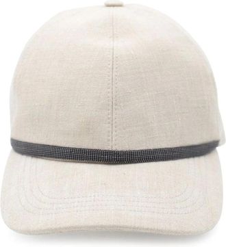 Brunello Cucinelli unisex, Accessoires, Beige, Taille: ONE Size Casquette de baseball textur&eacute;e avec bande perl&eacute;e