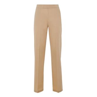 Manila Grace Straight Fit Popeline Hose - - Trousers - Damen - Beige - L
