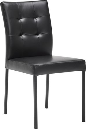 home24 Stuhl, Schwarz, Metall, Leder, Echtleder, B&uuml;ffelleder, eckig, 45.5x86x57.5 cm, Lederauswahl, Esszimmer, St&uuml;hle, Esszimmerst&uuml;hle, Lederst&uuml;hle