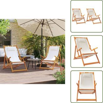vidaXL Vidaxl - Klappbare Strandst&uuml;hle 2 Stk. Creme Stoff - Strandstuhl - Gartenstuhl - Campingstuhl - Klappbarer Stuhl - Loungestuhl